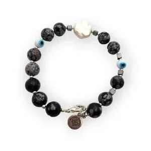 Jewelry | Snowflake Obsidian Baroque Pearl Evil Eye Clasp Bracelet ...